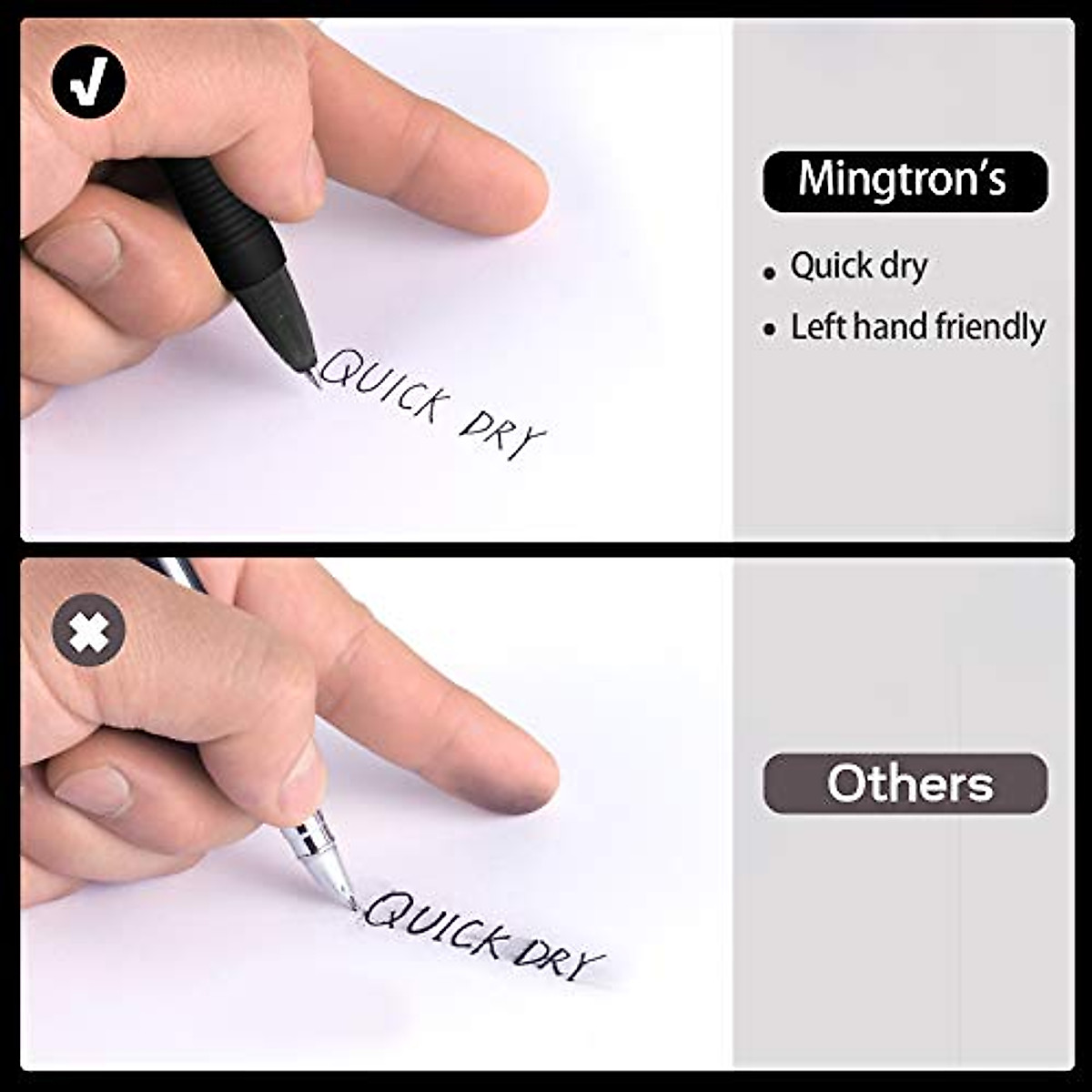 mingtron Gel Pens, 100 Pack Black Pens Fine Point, No Smear Ink Pens for Left Hand, Click Pens Bulk, Retractable Rollerball Pens for Smooth Writing, 0.5MM, Black Ink
