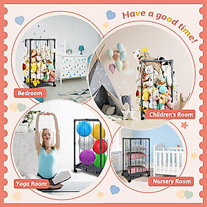 XMBecc Stuffed Animal Storage Zoo Stuffed Animal Holder Space Save Vertical Stuffed Animals Storage PVC with Elastic Band and Net for Playroom Birthday Gift (small-gray)
