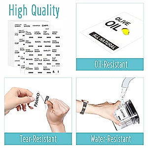 Hebayy 345 Pantry & Kitchen Labels, Minimalist Water & Oil Resistant Pantry Label Stickers Food Jar Label for Organization and Storage