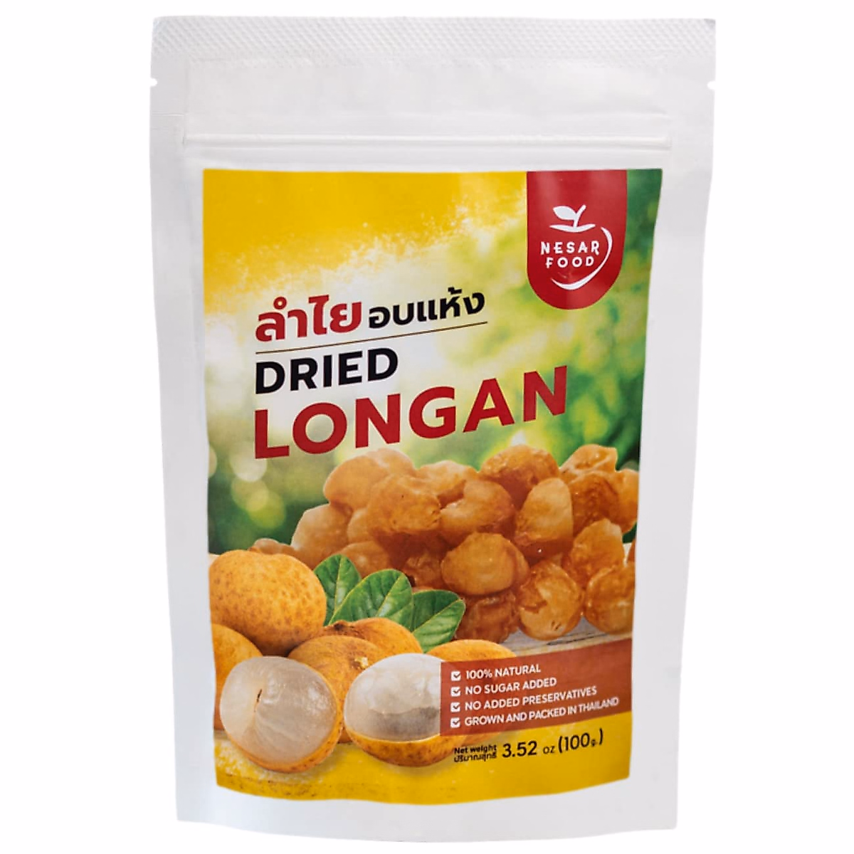 NESAR FOOD Premium Natural Dried Longan Fruit - Delectable Seedless Longan Dry, 100% Fruit Meat, 100g (3.52 oz Pack of 1) - Perfect for Tea, Snacks, and Desserts - All-Natural, No Sugar Added