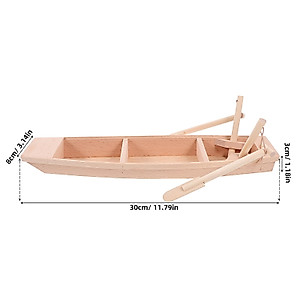 Unfinished Wooden Rowboat, Mini Wood Boat Model Figurine forIY Crafts School Project Birthday Party Home Office Table Decoration