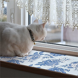 FIFTY FEET 12X120 Inch Shelf Liner for Kitchen Cabinets, PVC Drawer Liner for Dresser Non-Slip Bathroom, Non-Adhesive Cabinet Liner Washable (Blue Flower)(1 Roll)