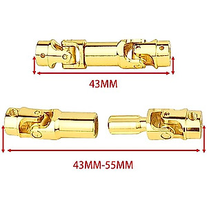 RZXYLRC Stainless Steel Drive Shaft Gold Front Rear Center Shaft for TRX4M 1/18 RC Crawler Defender Upgrade, 2PCS