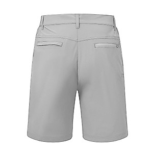 TBMPOY Men's Golf Shorts 9'' Elastic Waist Quick Dry for Flat Front Travel Casual Shorts with 5 Pockets(Light Grey,34)