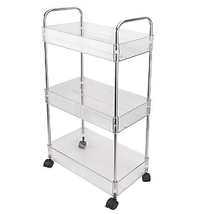 Kitchen Storage Rack, Fruit Vegetable Basket with Rolling Wheels, Corner Shelf Organizer, Utility Storage Cart for Kitchen, Bathroom, Laundry Room, Bedroom, Apartments, Dormitory