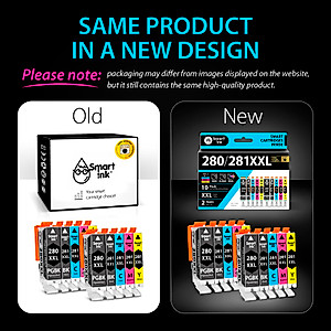 Smart Ink Compatible Ink Cartridge Replacement for Canon 280 281 PGI-280XXL CLI-281XXL (10 Combo Pack) to use with Pixma TR8520 TS9120 TS6120 TR8620 TR8620a TS6320 TR7520 TS6220 (PGBK & BK/C/M/Y)