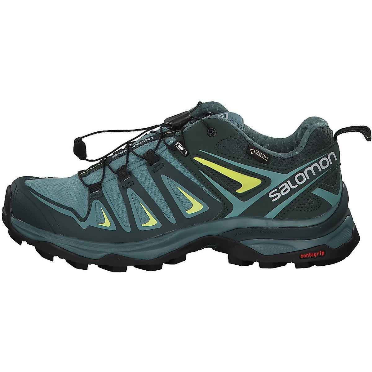 Salomon X Ultra 3 Gore-TEX Hiking Shoes for Women, Artic/Darkest Spruce/Sunny Lime, 5.5