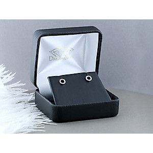 Dazzlingrock Collection Round White Diamond Hollow Circle Shape Stud Earrings for Women (0.10 ctw, Color I-J, Clarity I2-I3) in 925 Sterling Silver in Screw Back