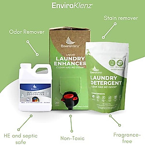 EnviroKlenz Liquid Laundry Enhancer | Non-Toxic, Fragrance-Free Additive | 20 loads, 77 Fl oz with 3 load EnviroKlenz Washing Deodorizer, and EnviroKlenz Powder Detergent, 20 loads