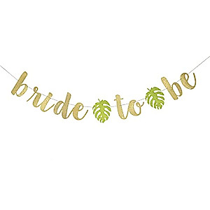 Tropical Bride to Be Banner - Bridal Shower Decorations, Beach Bachelorette Banner, Luau Bridal Shower Decor, Gold Glitter Bridal Shower Banner, Engagement Party Decorations