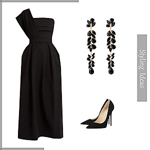 Rhinestone Long Dangle Drop Earrings Sparkly Wedding Earrings for Women Prom Crystal Teardrop Dangling Earrings