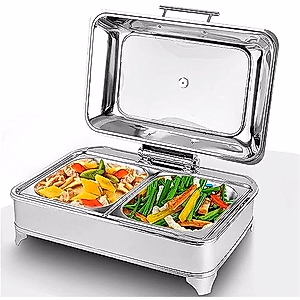 Chafing Dishes Chafing Dish Buffet Set, Food Warmers Server Warming Tray Round Rectangular Chafers, Stainless Steel Square Chafer, Round Food Warmer Chafing For Catering Warmer Chafer Set, Energy Effi