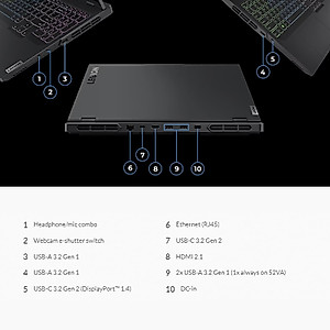 Lenovo Legion Pro 5 Gen 8 Gaming Laptop, 16” WQXGA 165Hz Screen, AMD Ryzen 7 7745HX Processor, NVIDIA GeForce RTX 4070, 32GB DDR5 RAM, 1TB SSD, RGB Backlit KB, Wi-Fi 6, Windows 11 Home, Onyx Grey