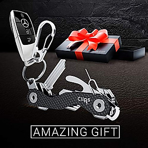 Smart Compact Key Organizer Keychain - Made of Carbon Fiber & Stainless Steel- Pocket key Chain Organizer Up to 28 Keys- Lightweight, Strong Includes Bottle Opener, Carabiner & More