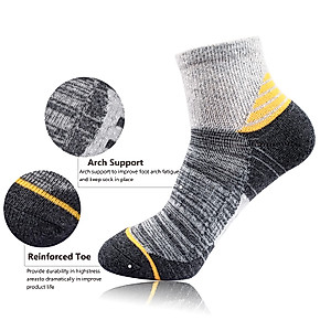 J.WMEET Women's Athletic Ankle Socks Quarter Cushioned Running Socks Hiking Performance Sport Cotton Socks 6 Pack (Dark grey)