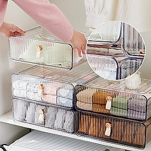 Sousnous 16 Deep Compartment Socks & Underwear Organzier Box for Closet/Countertop/Shelf, Clear Acrylic Sock Organizer Bins with Removable & Adjustable Dividers, 1 Pack