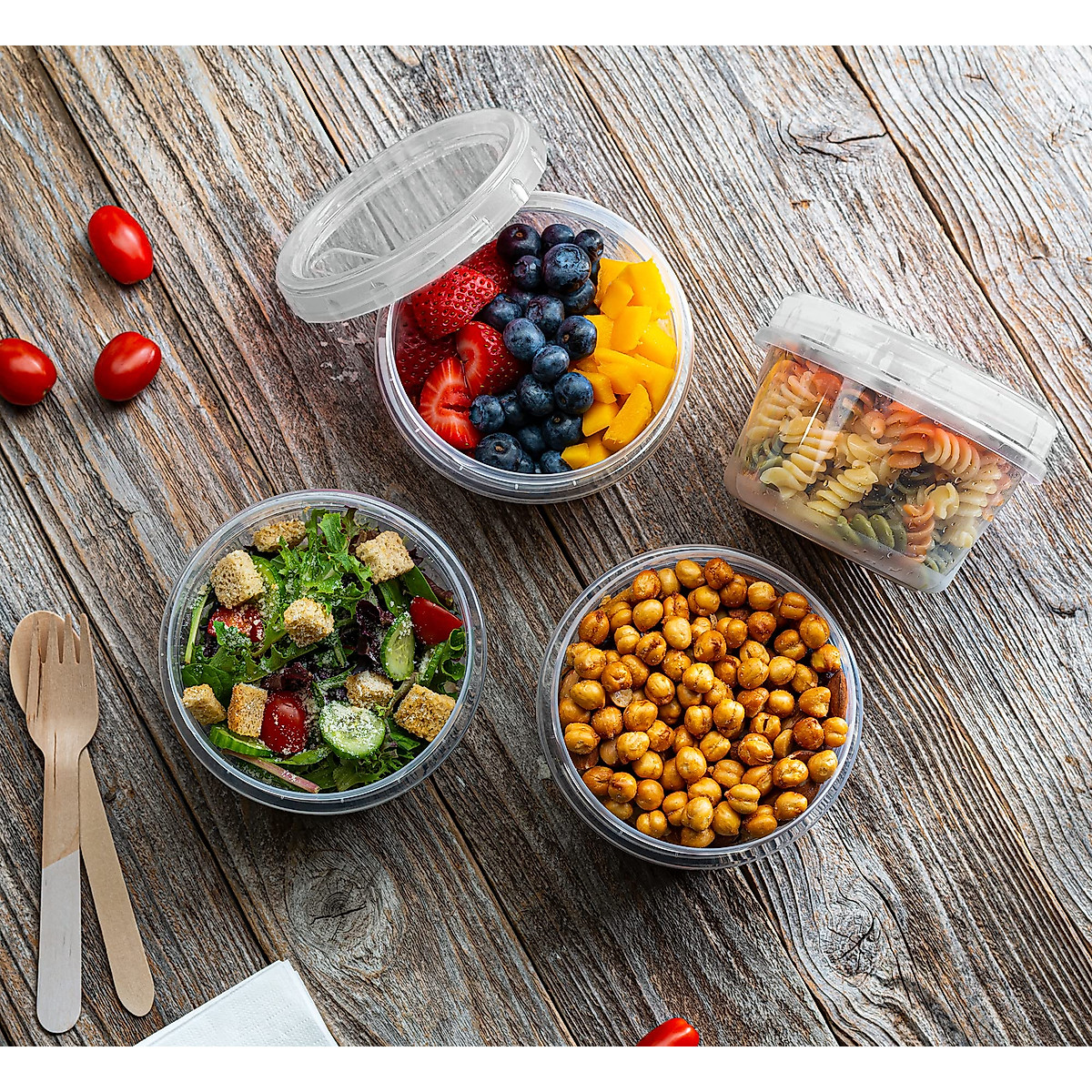 Elegant Disposables (16 Ounce 20 Pack) Clear Twist cap ContainersWith Screw on Lids Twist Top Food Storage Freezer Containers