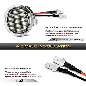 VIPMOTOZ Full LED Puddle Light Replacement For Ford F150 Expedition Explorer Edge Flex Fusion Taurus X Ranger Lincoln Navigator Mark LT Mercury Under Side Mirror Lamp 2-Pieces Set