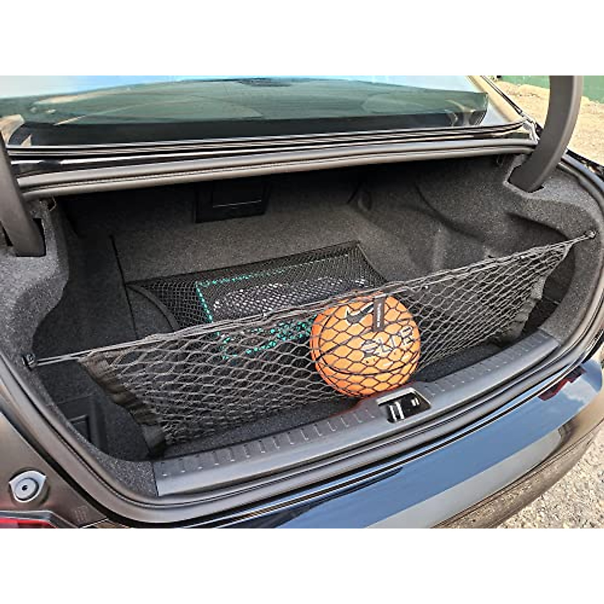 Envelope + Floor Style Automotive Elastic Trunk Cargo Net for Volvo S60 B5-2019-2023 - Premium Trunk Organizer and Storage - Luggage Net for Sedan - Car Organizer for Volvo S60 T8