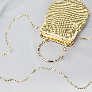 SP Sophia Collection Women's Stunning Rhinestone Fringe Evening Purse Clutch Bag with a Circle Metal Wristlet in Gold