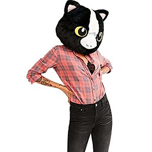 Clever Idiots Inc Animal Head Mask - Plush Costume for Halloween Parties & Cosplay (Cat)