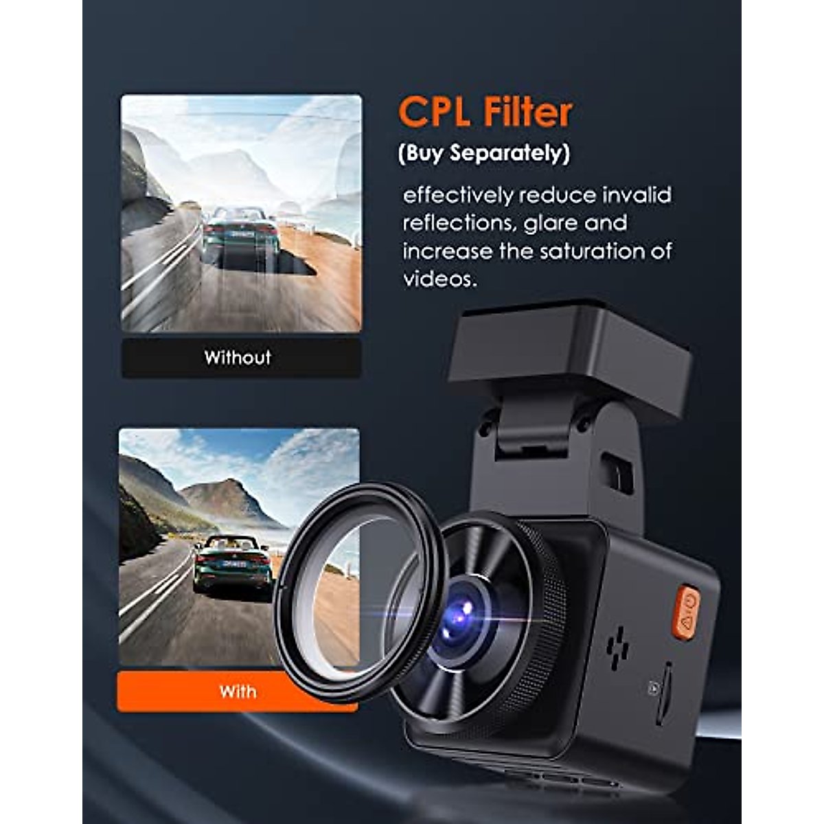 Vantrue E1 Lite 1080P WiFi Mini Dash Cam with GPS and Speed, Free APP, Voice Control Front Car Dash Camera, 24 Hours Parking Mode, Night Vision, Motion Detection, Loop Recording, Support 512GB Max