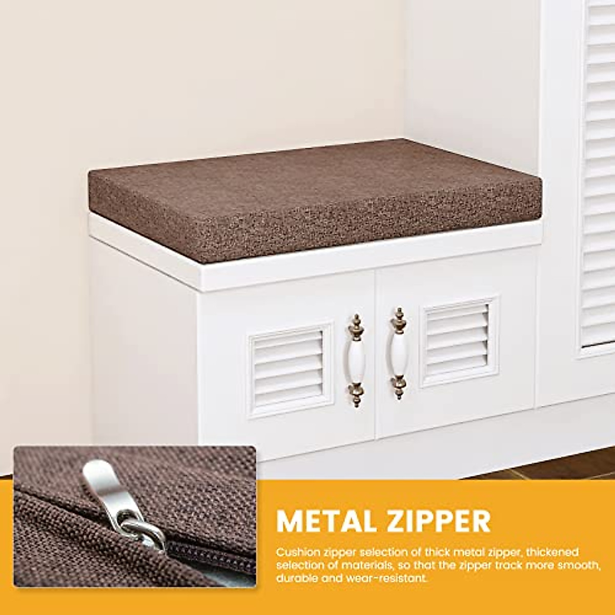 ROFIELTY Custom Size Bench Cushion Patio Bench Seating Cushion Indoor Bench Cushion Outdoor/Indoor Bench/Swing Cushion Porch Swing Cushion Bench Pads (Dark Brown,31.4x11.8x3.14in)