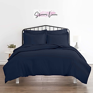 Navy Blue Duvet Covers Oversize King Size Brushed Microfiber Soft Light-Weight, King Duvet Cover Set - 3 Pieces with Zipper Closure, 1 Duvet Cover 98x120 inches and 2 Pillow Cases