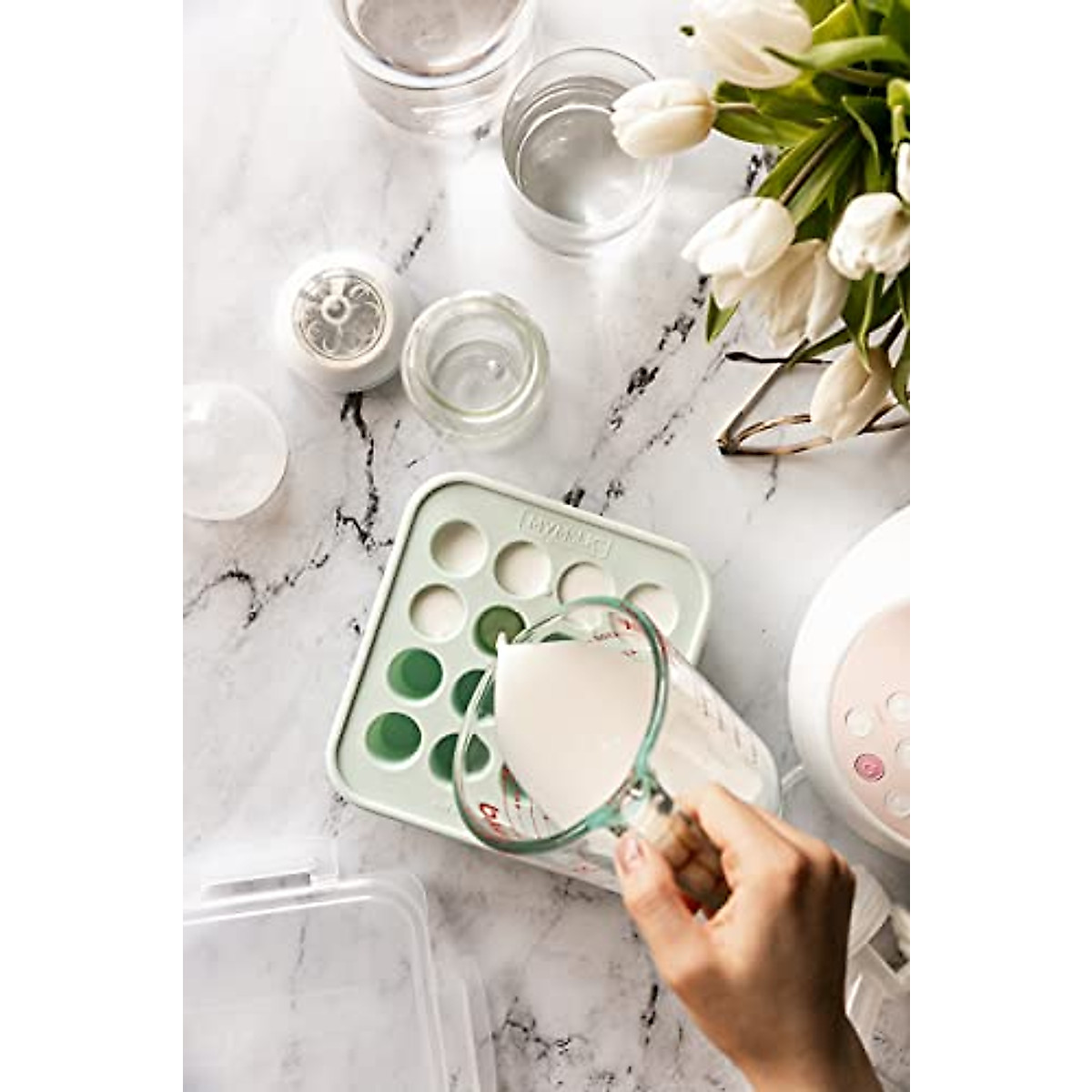 MyMilk by Souper Cubes Half-Ounce Silicone Tray - Freeze and Store Breast Milk and Baby Food - 2 pack - fits any baby bottle (Mint)