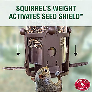 Perky-Pet 334-1SR Squirrel-Be-Gone Max Large Wild Bird Feeder with Flexports, Squirrel Proof Bird Feeder with Weight-Activated Perches - 4LB Seed Capacity