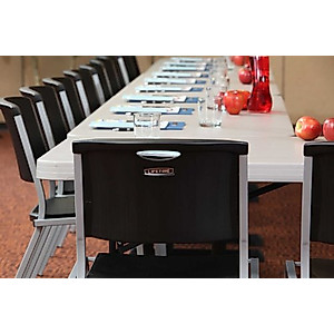 Lifetime 42830 Stacking Chair, Black with Silver Steel Frame, 4 Pack