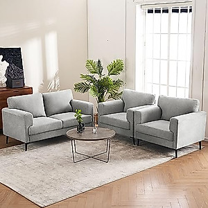 SENYUN 57" Sofa, Comfy Loveseat with Extra Deep Seats, Linen Fabric Upholstered Modern 2-Seats Sofa Couches for Living Room, Bedroom, Small Space