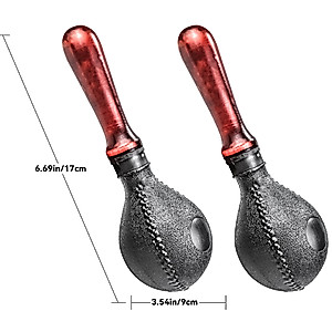 Heatoe 1 Pair Black Wood Handle Maracas, Sand Hammer Percussion Instrument Shakers Rattles for Beginners and Professionals