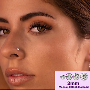 FreshTrends® Genuine SI1-SI2 G-H Diamond Nose Ring Stud 14K Yellow Gold Nose Ring | 14K Gold Nose Ring Twist Screw | 20 Gauge Gold Nose Ring 14K Real Gold & Diamond Stud Nose Ring Gold