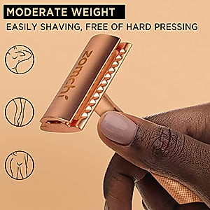 Double Edge Safety Razor for Women, Safety Razor with 5 Blades, Women Razor with a Delicate Box, Fits All Double Edge Razor Blades,Free of Plastic (Rose Gold)