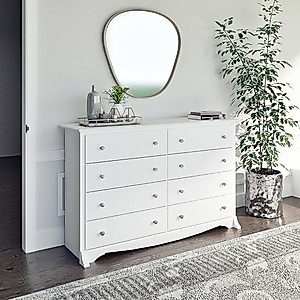 Prepac Sonoma 8 Drawer Double Dresser for Bedroom, Wide Chest of Drawers, Bedroom Furniture, Clothes Storage and Organizer, 17.25" D x 59" W x 37" H, White