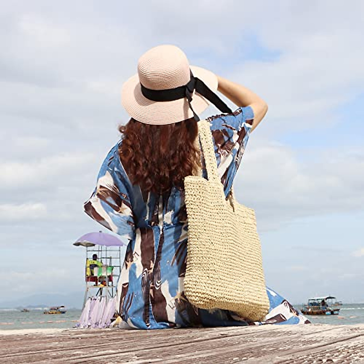 Freie Liebe Straw Beach Bag for Women Summer Woven Tote Bag Shoulder Handbags