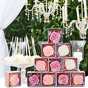 Loopeer 24 Pcs Rose Soap Favors Mini Soaps Bridal Shower Favors Wedding Favors for Guests Baby Shower Decorations Bridal Shower Favors, Beige White, Pink, Rose Red
