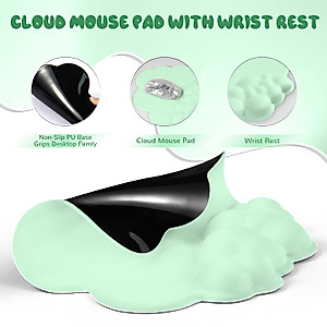 Gaming Mouse Pad Wrist Rest,Ergonomic Cloud Wrist Rest Mousepad with Gel Memory Foam,Non-Slip Rubber Base,Comfortable Mouse Pad for Home Office,Laptop,Mac,Lightweight,Easy Pain Relief (Light Green)