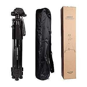 CAMBOFOTO 62"-Camera-Tripod, Lightweight Travel Compatible DSLR/Phone/Camcorder, Aluminum Tri Pod with Holder and Travel Bag. (Black, Weight 2.8Lb, Max Load 4.9 Lb)