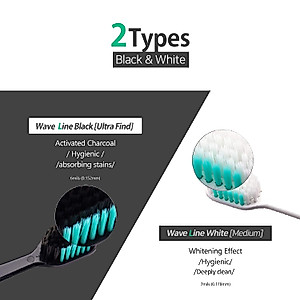 TOOTH NOTE Manual Toothbrush Wave Line (Infused Charcoal & White Set) / Soft Bristles for Sensitive Gums & Deep Clean/Clean Off Dental Plague/Practical and Functional Hands