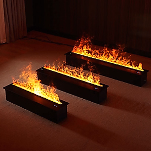 ARZARF Water Vapor Fireplace 47.2" in-Wall Recessed Electric Fireplace Stainless Steel Metal Panel 3D Touchable Simulation Flame ​Low Noise ​(Black) Electric Fireplace Stove