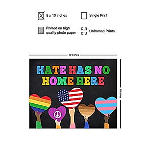 Hate Has No Home Here Flag Sign - Black Lives Matter, LGBTQ, African American, Civil Rights Wall Art Poster, Home Decor, Room Decoration - Gift for Queer, Gay, Bi, Lesbian, Latino, Liberal Democrats