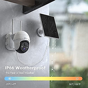 ZUMIMALL Security Cameras Wireless Outdoor, 2K 360° PTZ Outdoor Camera Wireless, Solar Security Cameras for Home, Spotlight & Siren/2.4G WiFi/3MP Color Night vision/2-Way Talk/PIR Detection/SD/Cloud