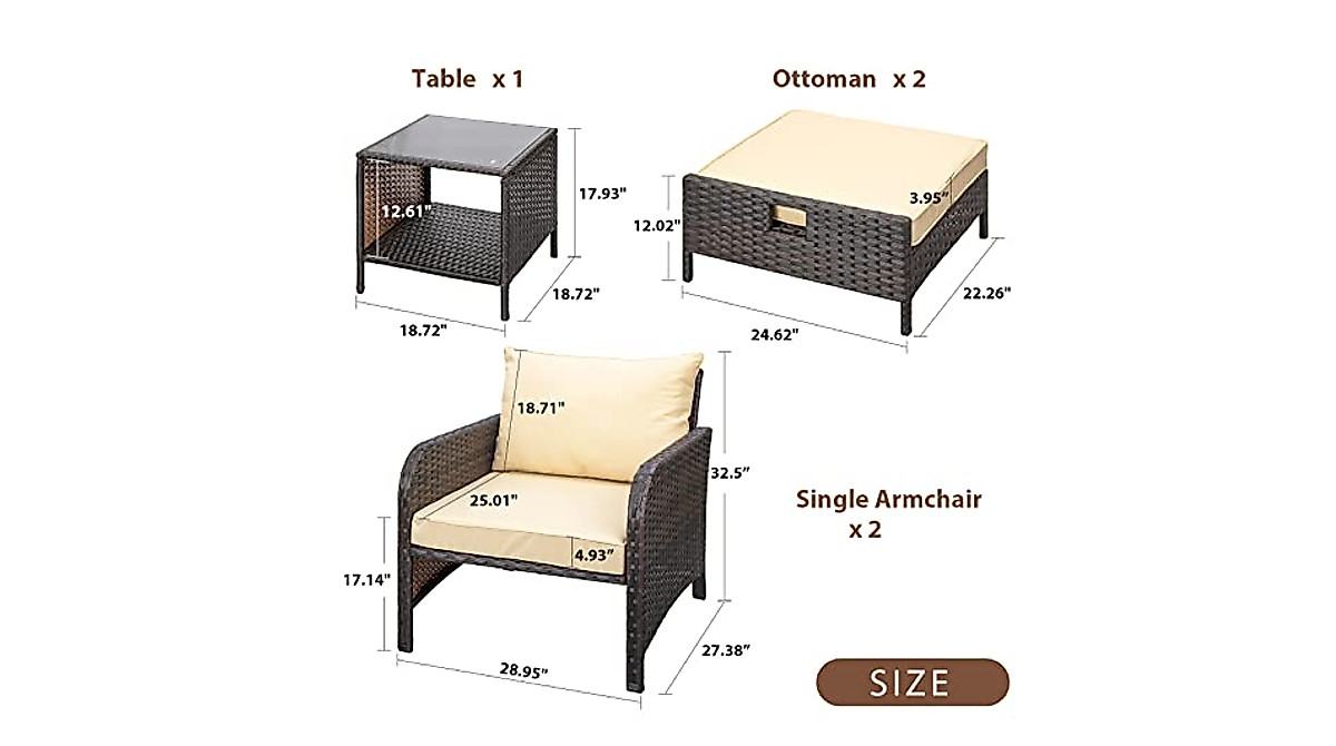 LEVELEVE 5-Piece Balcony Furniture Set for Outdoor Relaxation