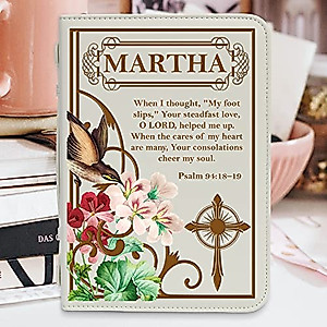 10x7 Inch Personalized Bible Cover – Create Your Own Design, Custom Bible Cover and Carrying Case with Handle – Leatherette Book Covers and Bible Case for Women - White (Design 6)