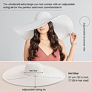 San Diego Hat Company Women's Ultrabraid X-Large Brim Hat, Adjustable Sun Hat with UPF 50+, White