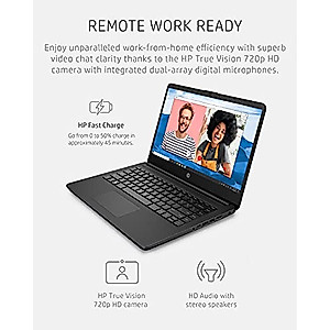 HP 14 Laptop, Intel Celeron N4020, 4 GB RAM, 64 GB Storage, 14-inch Micro-Edge HD Display, Windows 11 Home, Thin & Portable, 4K Graphics, One Year of Microsoft 365 (14-dq0020nr, 2021, Jet Black)
