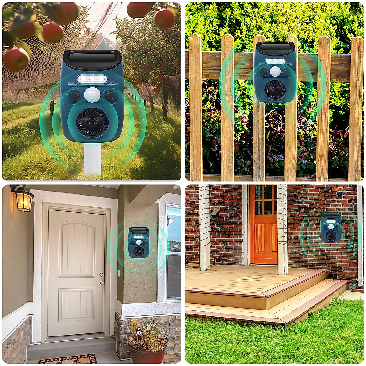 Upgraded Solar Ultrasonic Bird Repeller Bird Deterrents for Outside Bird Repellent Devices Outdoor with Flashing Light & Motion Sensor to Scare Bird Pigeon Woodpecker Out of Farm Balconies House