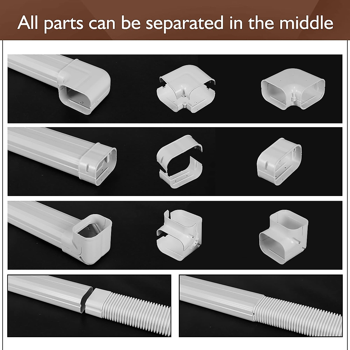 BJADE'S Mini Split Line Set Cover,4'' 16.5 Ft PVC Decorative Line Set Cover Kit for Central Air Conditioner & Heat Pump